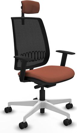 Piqueras y Crespo Ergonomischer Arbeitsstuhl Alares mit 1D-Armen, h&ouml;henverstellbare Lendenwirbelst&uuml;tze und h&ouml;henverstellbares Kopfteil, Schwarz / Braun