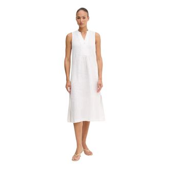 Benetton Robe mi-longue sans manches en lin - Femme - Robes - Blanc - Taille: 36 FR