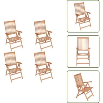 vidaXL Verstellbare Gartenst&uuml;hle 4 Stk. Massivholz Teak - Gartensa&szlig;sessel - Gartenst&uuml;hle - Teak Gartenm&ouml;bel - Ausziehbarer Stuhl - H&ouml;henverstellbar