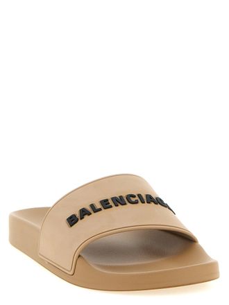 Balenciaga Womens Beige Plastic Slides Shoe