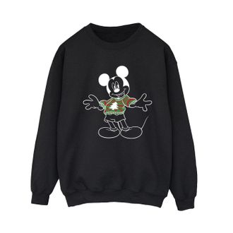 Disney Mickey Mouse Xmas Jumper Sweatshirt f&uuml;r Damen (Schwarz)
