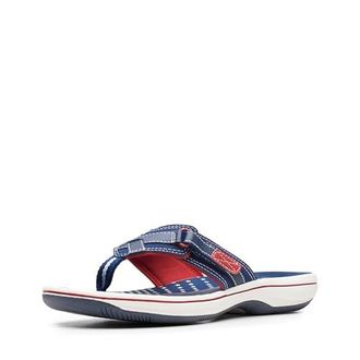 Clarks Womens, Breeze Sea Sandal RED White Blue 10 M
