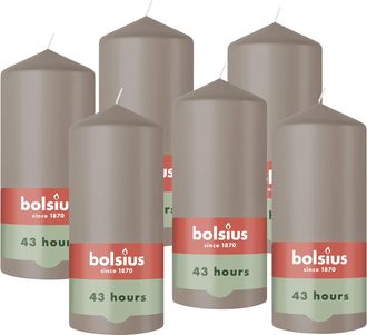 Bolsius Bolsius - Essentials - glatte Stumpenkerze - Taupe - 13 cm - 6 St&uuml;ck - Dekorative Kerzen - Enth&auml;lt nat&uuml;rliches Pflanzenwachs - Ohne Palm&ouml;l