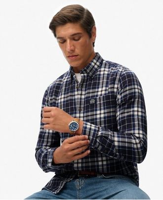 Superdry Chemise &agrave; carreaux en coton &agrave; manches longues