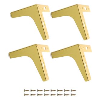 DOITOOL 4 St&uuml;ck M&ouml;belf&uuml;&szlig;e Metall 10cm Hohe Dreieckige Sofaf&uuml;&szlig;e Goldfarben mit Schrauben f&uuml;r Sofa Schrank Nachttisch und Couch