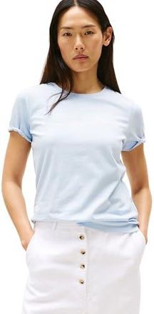Tommy Hilfiger T-Shirt Manches Courtes Femme Script avec Col Ras-du-Cou, Bleu (Breezy Blue), XXL