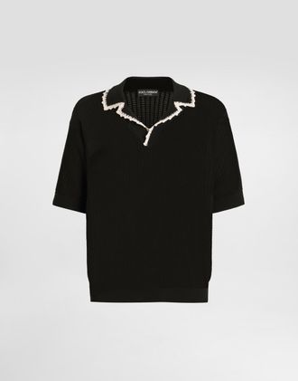 Dolce & Gabbana Cotton Polo Shirt - Mann Collection Schwarz Xxl