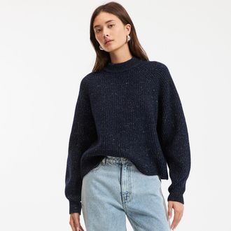 La Redoute Collections Pull Col Rond En Grosse Maille En Laine M&eacute;lang&eacute;e