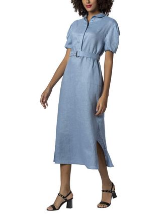 Apart Fashion Damen Linen Dress Kleid, per Pack Blau (Hellblau Hellblau), 38 (Herstellergr&ouml;&szlig;e: 38)