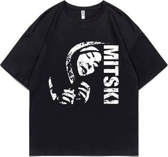 Generic T-shirt d&eacute;contract&eacute; Mitski, T-shirt surdimensionn&eacute; en coton pour les fans de musique, unisexe Indie Merch, Noir, M