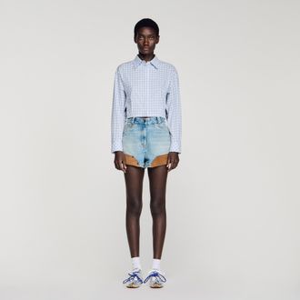 Sandro Chemise courte &agrave; carreaux
