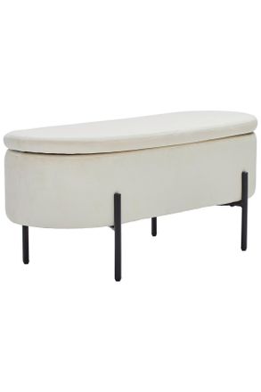 Novel Truhenbank, Schwarz, Wei&szlig;, Metall, Textil, 95x43x36 cm, Esszimmer, B&auml;nke, Sitzb&auml;nke