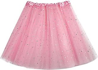 Generic Jupe Paillette Femme Short Sequin Jupe Tutu avec Paillettes Trois &Eacute;toiles pour Danse Adultes, Jupe Mesh pour Performance
