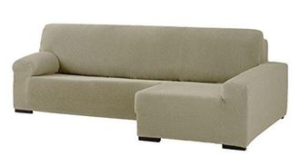 Eysa Cora bielastisch Sofa überwurf Chaise Longue rechts, frontalsicht, Farbe 11-leinen, Polyester-Baumwolle, Beige, 39 x 35 x 19 cm