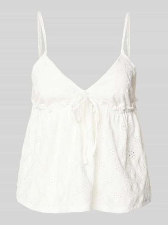 Review Babydoll-Top mit Sch&ouml;&szlig;chendetail und Lochstickerei