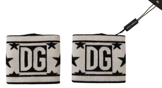 Dolce & Gabbana Mens White Black Wool Logo dgmillennials Wristband Virgin Accessory