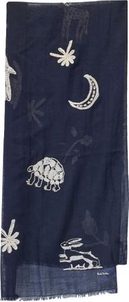 Paul Smith Femme, Accessoires, Bleu, Taille: ONE Size Sciarpa Ricamata Animaletti