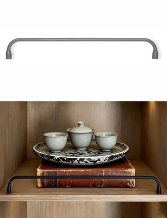 Generic Home Decor Metallbogengel&auml;nder, Rundrohr-Leitplanke for B&uuml;cherregal-Zeitschriftenaufbewahrung, moderner Organizer(Gray,L39.3/100cm)