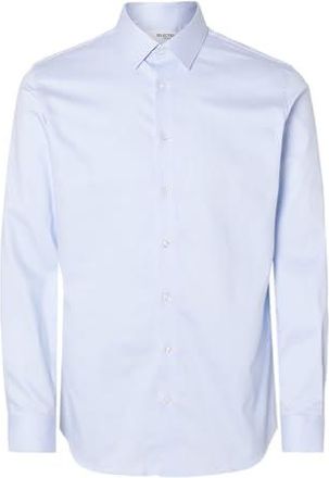 Selected SELETED HOMME T-Shirt SLHSLIM Performance LS Noos, Bleu Clair/d&eacute;tails : m&eacute;lange avec Blanc, L