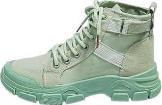 Generic Bottines &agrave; lacets pour femme - Talon &eacute;pais - Antid&eacute;rapantes - Bout rond - Chaussures de randonn&eacute;e - L&eacute;g&egrave;res - Respirantes - D&eacute;contract&eacute;es - Pour lext&eacute;