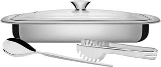 Tramontina Bräter mit Glasdeckel, inkl. Servierebesteck, Edelstahl 38 x 25 cm