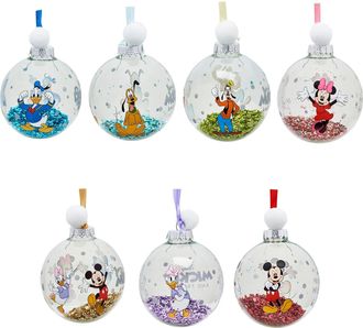 Widdop and Co Disney - Set mit 7 Weihnachtsbaumkugeln - Mickey & Freunde - Mickey & Minnie Maus, Donald & Daisy Duck, Goofy & Pluto - Offizielle lizenzierte Ware - 