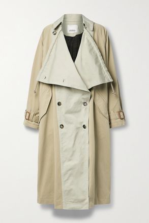 Isabel Marant Ebani Doppelreihiger Trenchcoat Aus Zweifarbiger Baumwollgabardine - Neutral