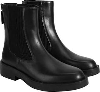 Desa Bottines pour Femme - Bout carr&eacute;, Lacets &eacute;lastiques, Talon Plat, Respirantes | Noir - 37