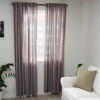 IKEA Ikea Bergskrabba 104.508.51 Vorhänge, gestreift, Blau / Rot, 1 Paar