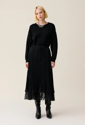 Claudie Pierlot Jupe midi fluide pliss&eacute;e noire