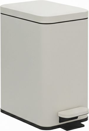 Relaxdays Mülleimer, 10 Liter, 16 cm schmal, Softclose, Fußpedal, Inneneimer, Küche & Bad, Matter Abfalleimer, beige