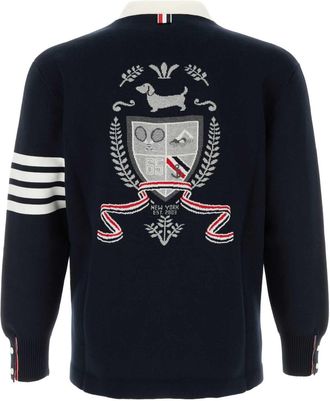 Thom Browne Cotton-Nylon Blend Cardigan - Navy