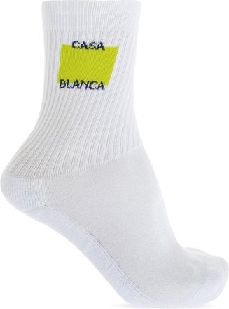 Casablanca Homme, Sous-v&ecirc;tements, Blanc, Taille: M Logo Socks