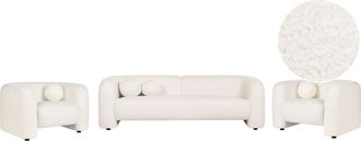Beliani Sofa Set Bouclé weiß 5-Sitzer mit Dekokissen Wohnzimmergarnitur modern Leiren