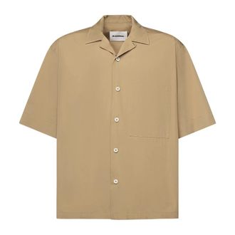 Jil Sander Homme, Chemises, Beige, Taille: L Cotton Poplin Shirt