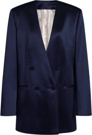 Alberta Ferretti Femme, Vestes, Bleu, Taille: 40 FR Veste Crois&eacute;e en Organza de Soie