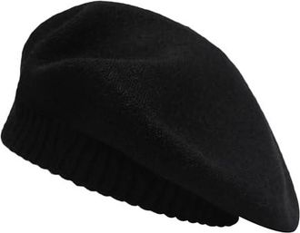 ZLYC Hiver Femmes Classique Francais Chapeau de B&eacute;ret Couche Double(Couleur : Noir uni),Taille Unique