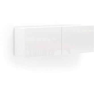 Dmora Meuble Suspendu Ostrense, 2 Compartiments, Une porte Made in Italy, 39x37h cm Blanc Brillant