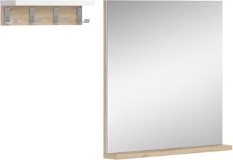 Vicco Badezimmerspiegel Henri, Weiß/Artisan-Eiche, 50 x 51.6 cm mit Regal