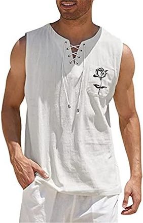 Generic Debardeur Homme Coton - Masculin Printemps Et Été Tops Sports Occasionnels sans Sommeil Top Coton Linge Vest Peinture Fitness Muscle Tank Top Tee Shir