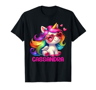 BDAZ Cassandra Personalisierter Name Buntes Einhorn Frauen M&auml;dchen T-Shirt