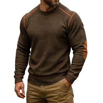 Generico Sweat-shirt pour homme sans capuche, pull de travail pour homme avec col rond, pulls unis, cool sweatshirts &eacute;l&eacute;gants et ajust&eacute;s, marron, 5X-Large