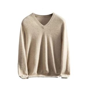 Generic Pull daffaires en cachemire à manches longues et col en V pour homme, 612, XXL