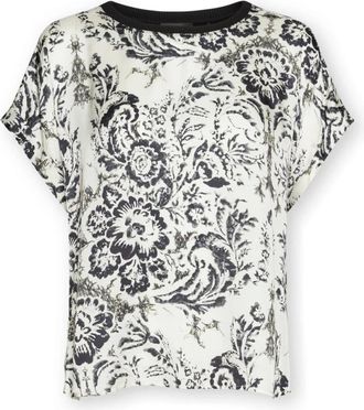 Elena Miro Femme, Tops, Noir, Taille: 44 FR T-shirt imprim&eacute; en viscose
