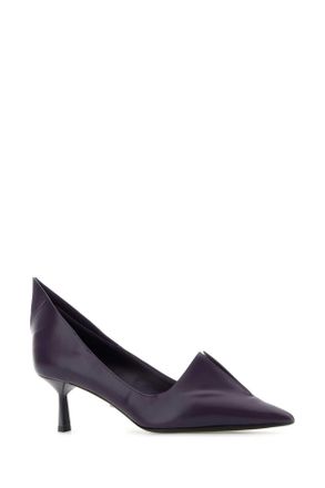 Prada Womens Purple Leather Pumps Viola Scarpe Con Tacco High Heel Shoes