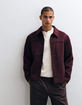 Asos Jacke in Burgunderrot in Wolloptik