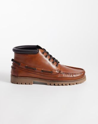 Asos bottines &agrave; lacets style tablier avec d&eacute;tails en dentelle en cuir marron
