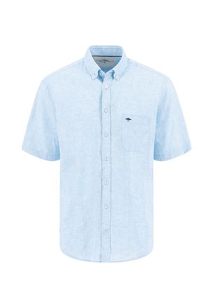 Fynch-Hatton Kurzarmhemd FYNCH-HATTON, Herren, Gr. XXL, N-Gr, blau (sky blau), Web, Obermaterial: 80% Leinen, 20% Baumwolle, unifarben, regular fit normal, ohne Au