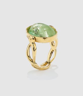 Goossens Paris Bague Cabochon Ovale Cristal de Roche Vert Clair