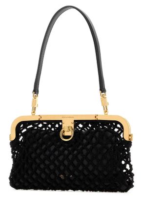 Dolce & Gabbana Womens Black Crochet Amanda Handbag Nero Borse A Mano Bag